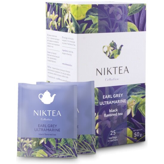 Чай черный Niktea Эрл Грей Ультрамарин, 25 пакетиков