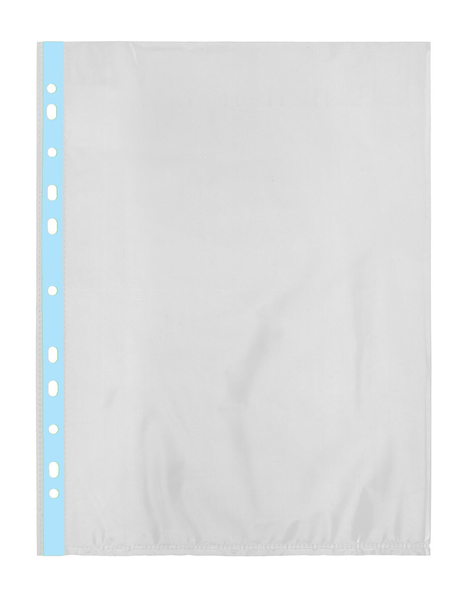 Файлы-вкладыши "Expert Complete" Premier с цв. полоской A4 20 шт. 30 мкм глянцевый голубой EC290901