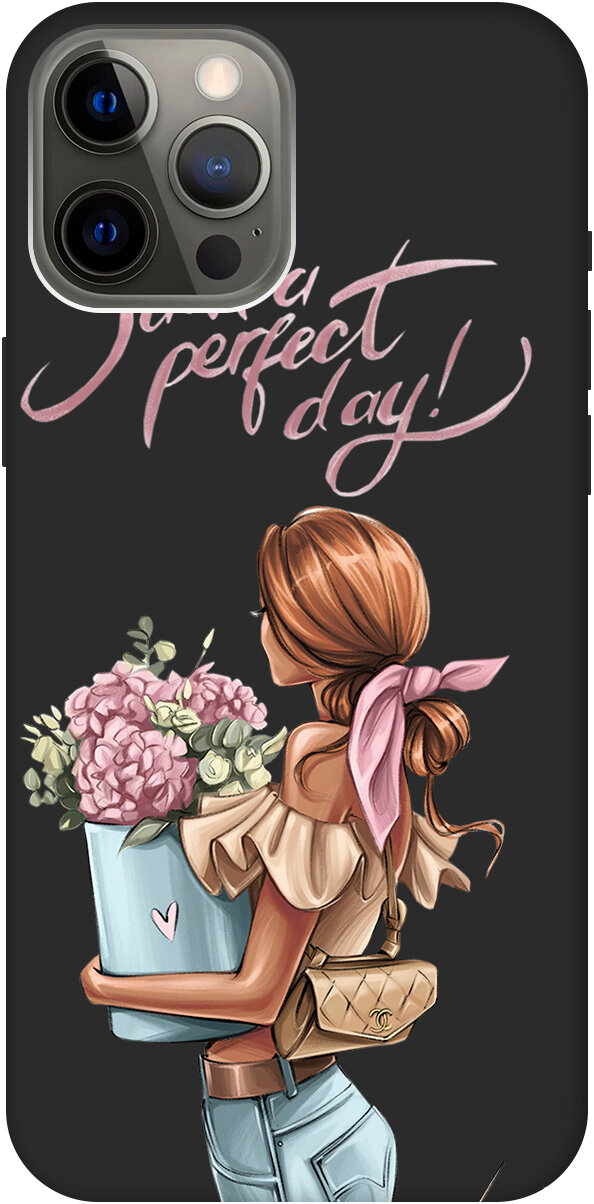 Силиконовый чехол на Apple iPhone 12 Pro Max / Эпл Айфон 12 Про Макс с рисунком "Suach a Perfect Day!" Soft Touch черный