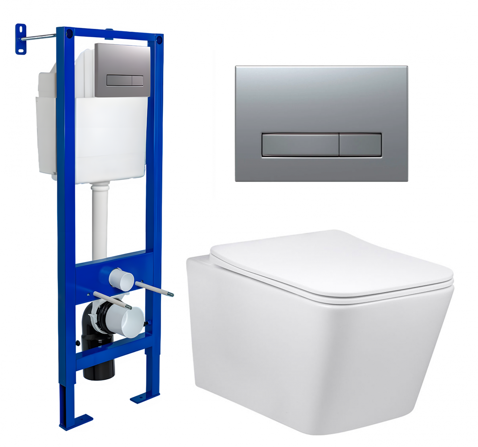 Комплект 3 в 1 инсталляция Berges Atom Line 410 + Унитаз Vincea Q-Line VT1-12 + кнопка хром матовая