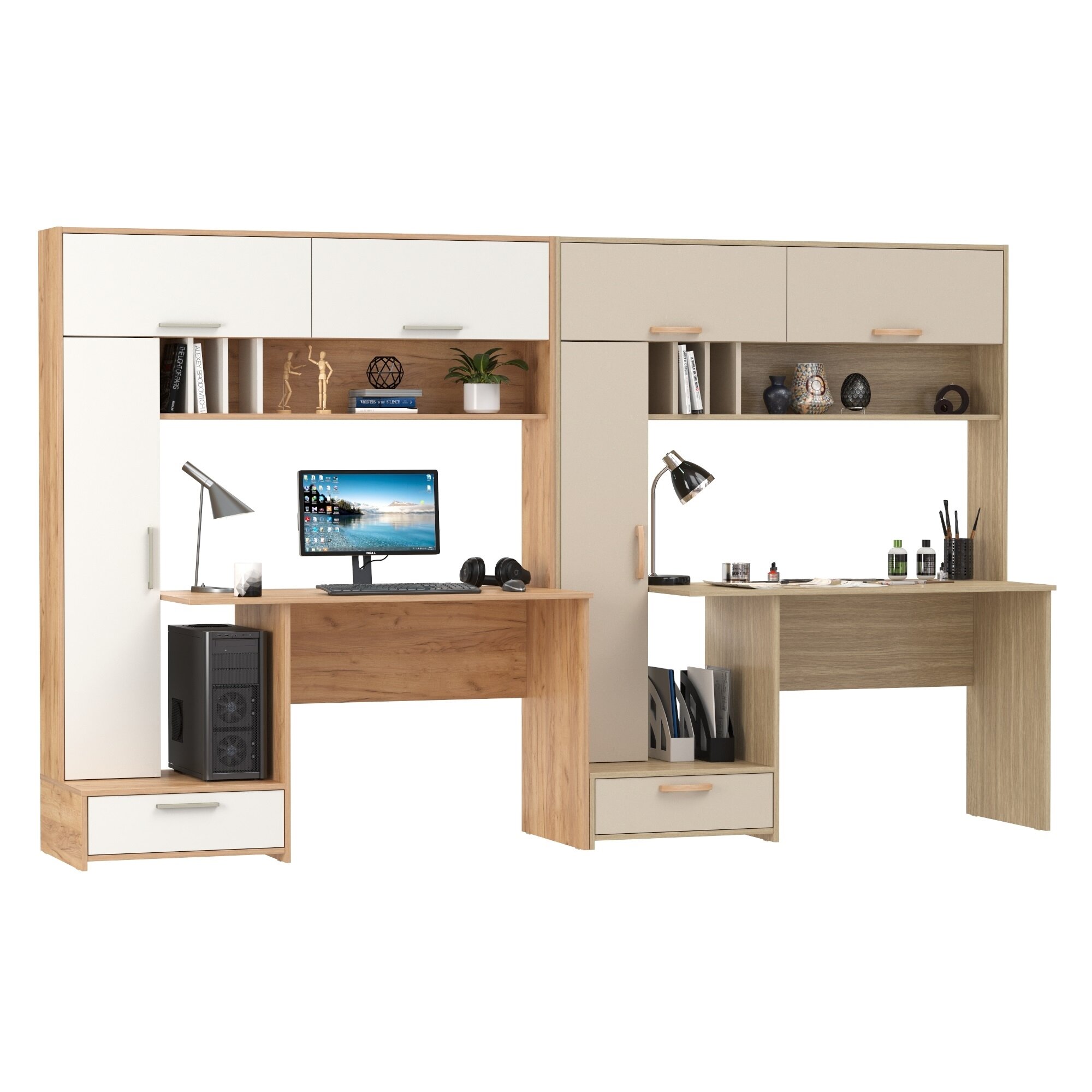 Письменные столы Mobi Лайт 03.243Н цвет дуб крафт золотой/белый премиум/плэйн/сатин