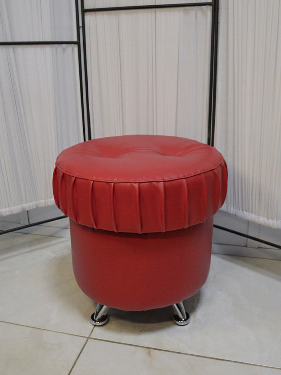 Прочный круглый пуфик на ножках для прихожей 104, Искусственная кожа, 46х46х46 см.