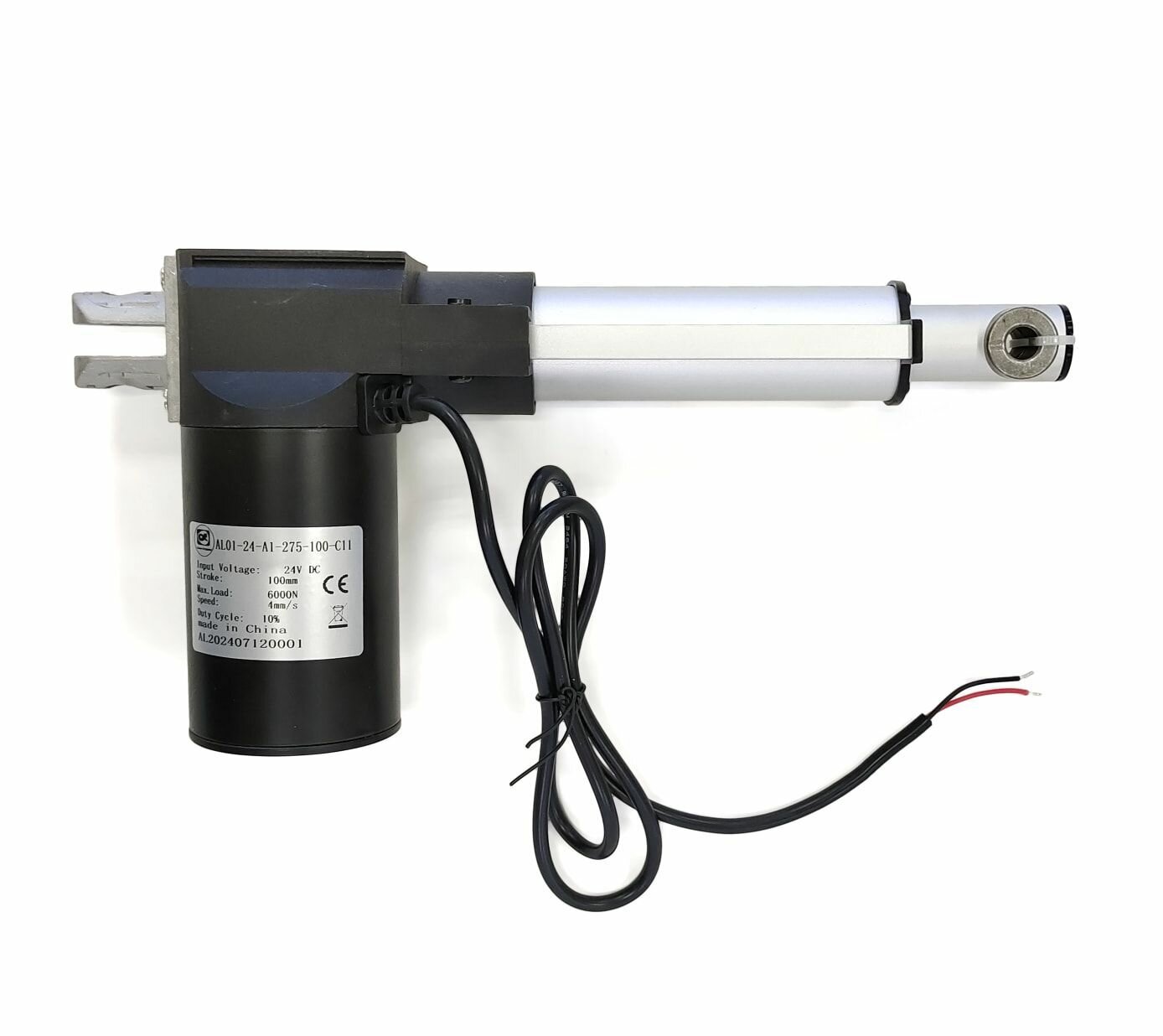 Линейный привод (актуатор) 24 В, длина хода 100 мм. нагрузка до 600 кг.