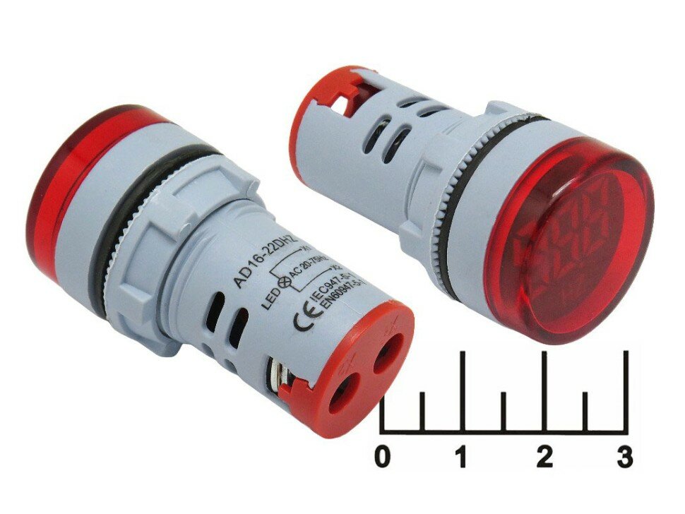 Частотомер 20-75Гц AC AD16-22DHZ красный 22м (28мм)