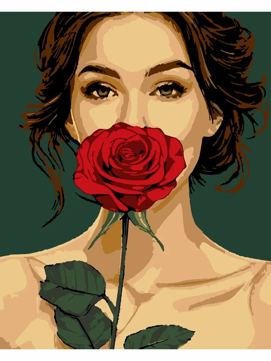 Картина по номерам Девушка и роза 40х50 см