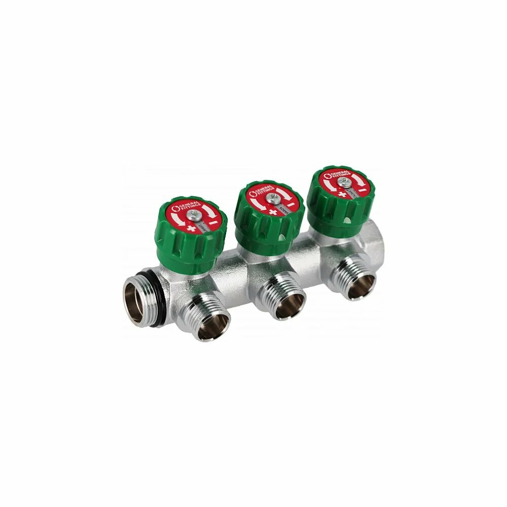 Коллектор Hoobs латунный хром 1" x 3/4" (евроконус) - 3 вых. 03105H
