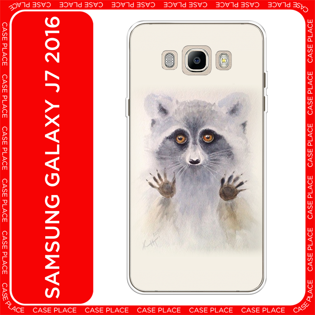 Чехол на Samsung Galaxy J7 2016 / Самсунг Галакси Джей 7 2016 с принтом Енот за стеклом