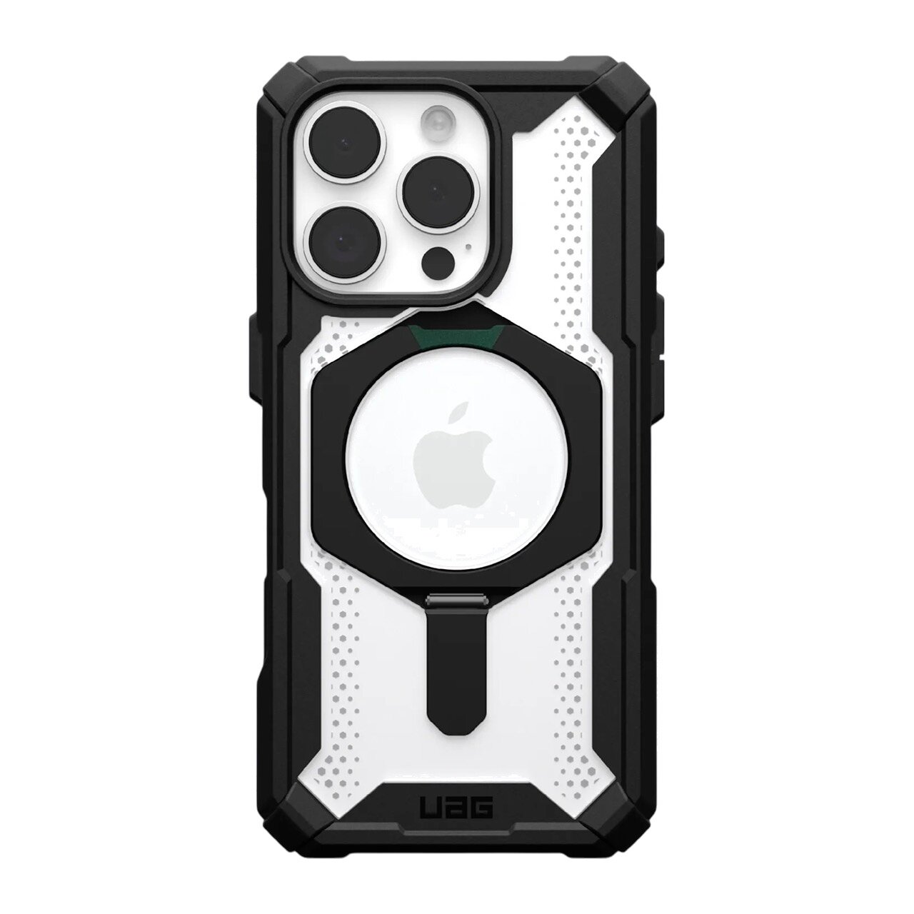Защитный композитный чехол с подставкой и поддержкой MagSafe UAG Plasma XTE для iPhone 16 Pro (Чёрный/«Прозрачный» | Black/Clear)