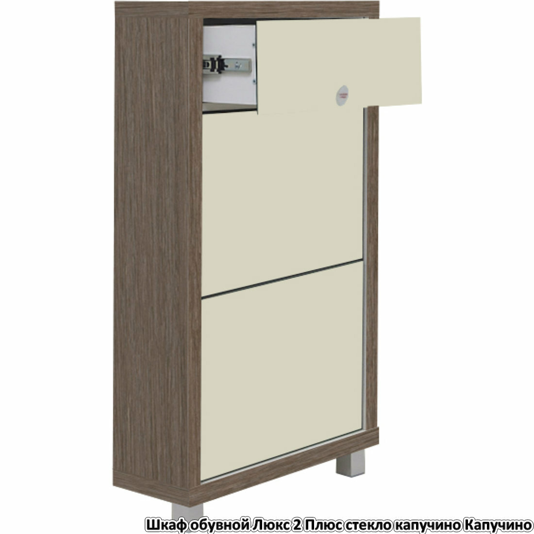 Шкаф обувной Люкс 2 Плюс стекло капучино капучино, Айрон, Ш:55 см, В:91 см, Г:19 см.