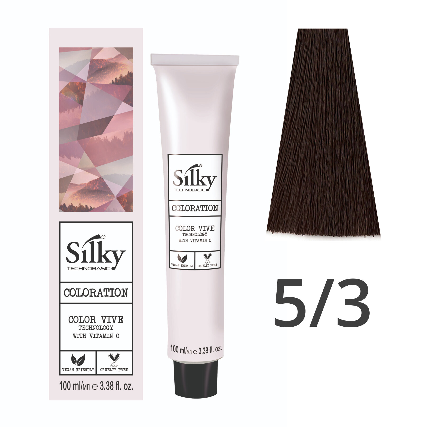 Крем - краска для волос профессиональная Silky Color Vive/Ultralift 5/3 Светлый каштановый Золотистый, 100 мл