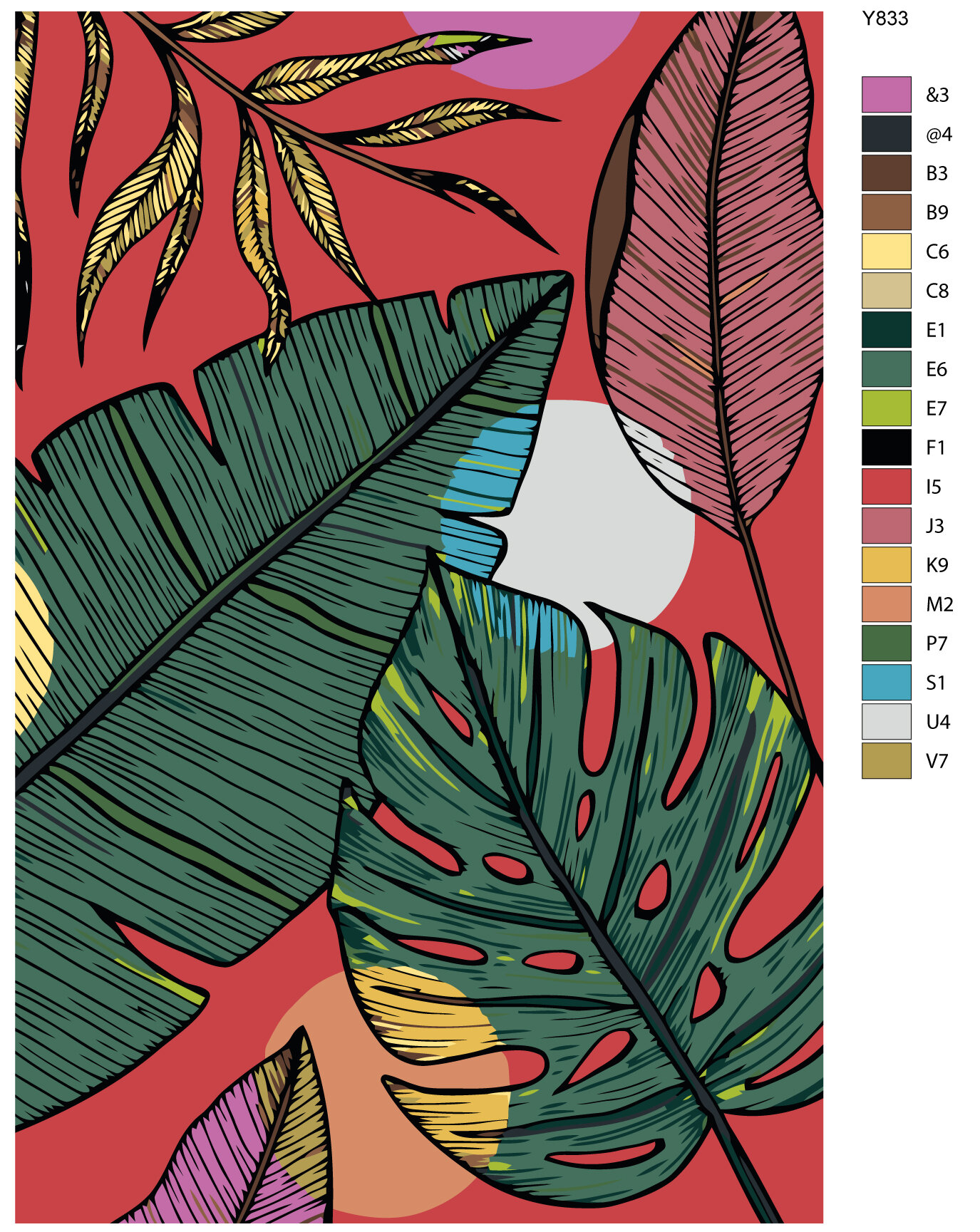 Картина по номерам Y-833 "Тропические листья" 60x90