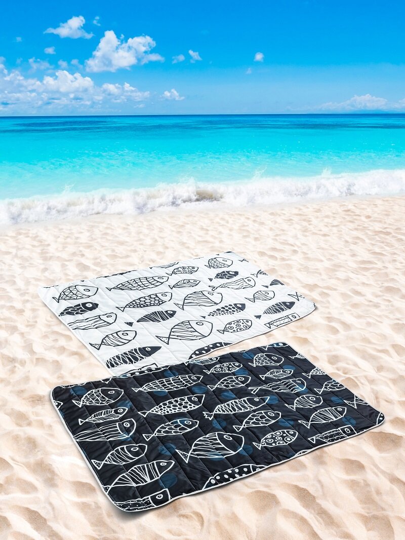 Набор ковриков DECORATOR "Рыбки", непромокаемые, для пляжа, отдыха, медитации, непромокаемые, 100x150см, 2шт, для пары