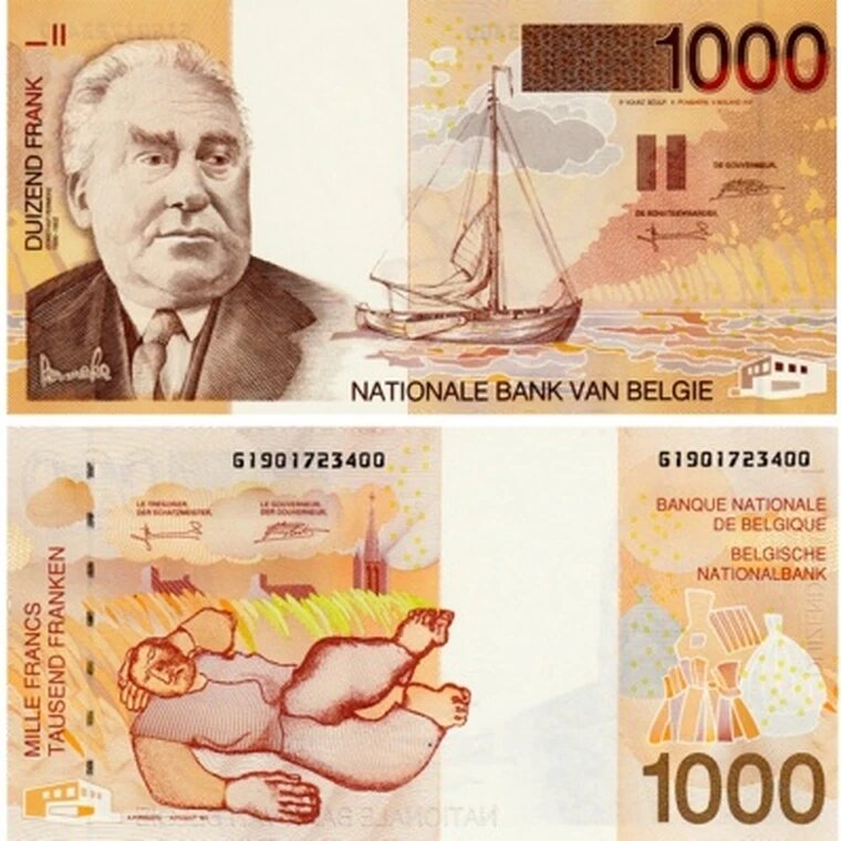 1000 франков 1995 года Бельгия, сувенирная копия, банкноты и купюры редкие коллекционные