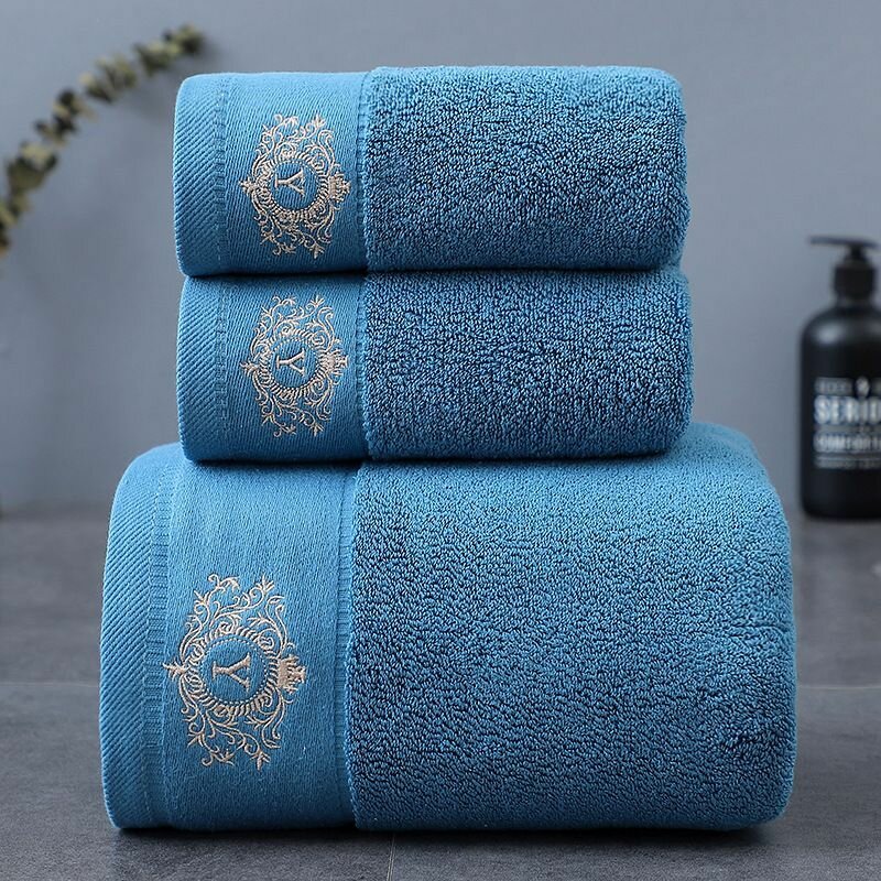 Набор полотенец для лица, рук или ног 3, Гребенной хлопок, 34x74, 70x140 см, светло-серый, 3 шт.