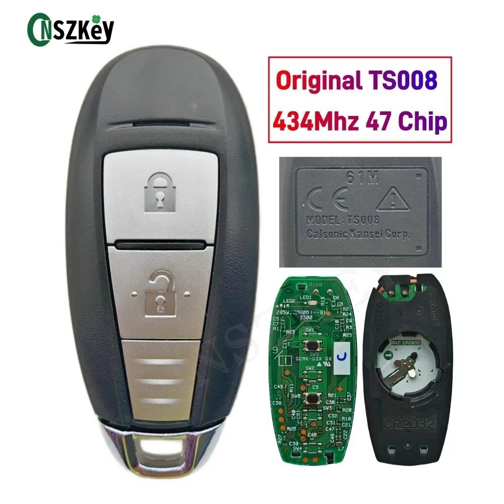 CNSZKEY OEM TS008 434 МГц 2 кнопки 47 HITAG3 7952 чип Smart Remote Key для Suzuki SX4 Свифт Vitara