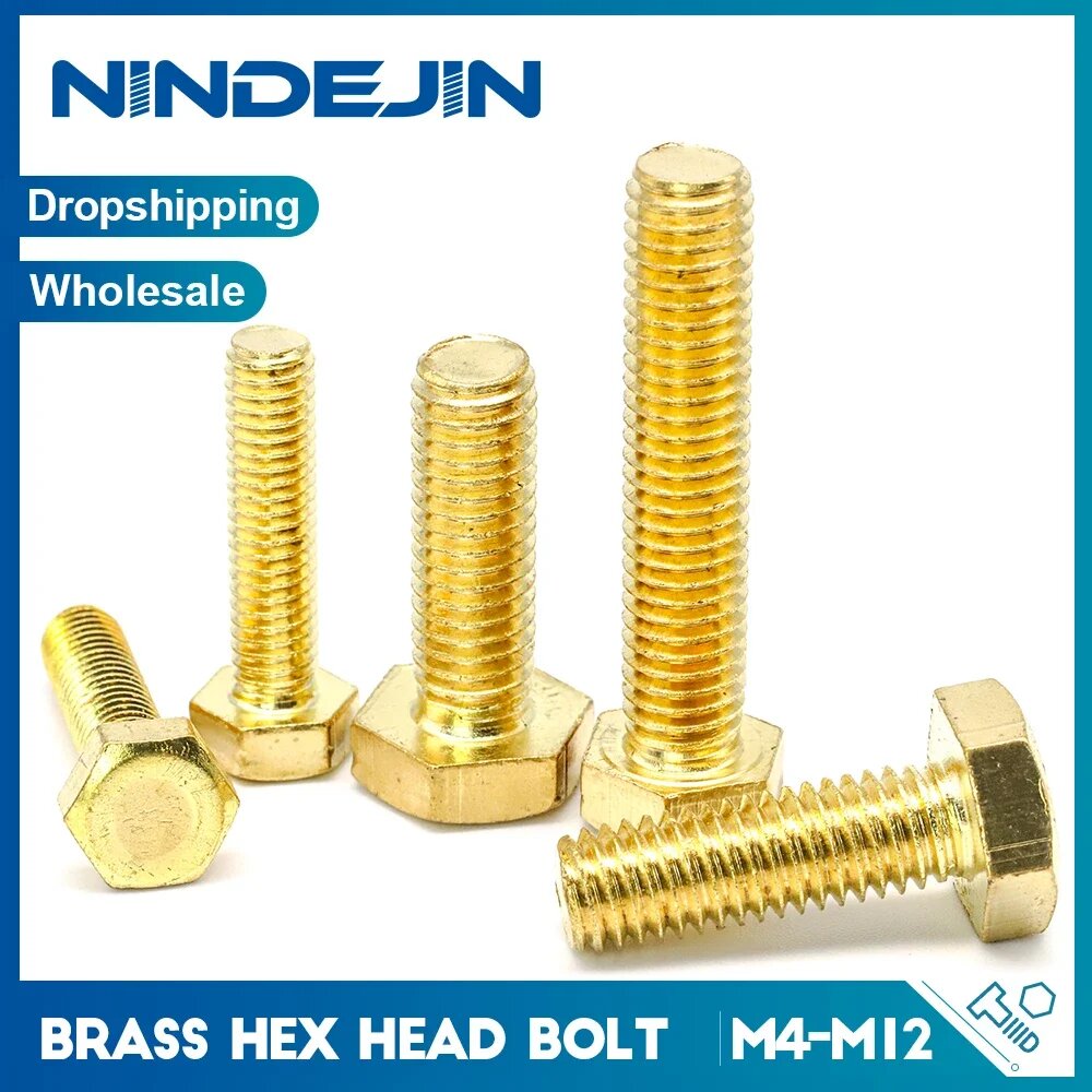 NINDEJIN Латунные шестигранные винты M4-M12 M4 10pcs, 25mm