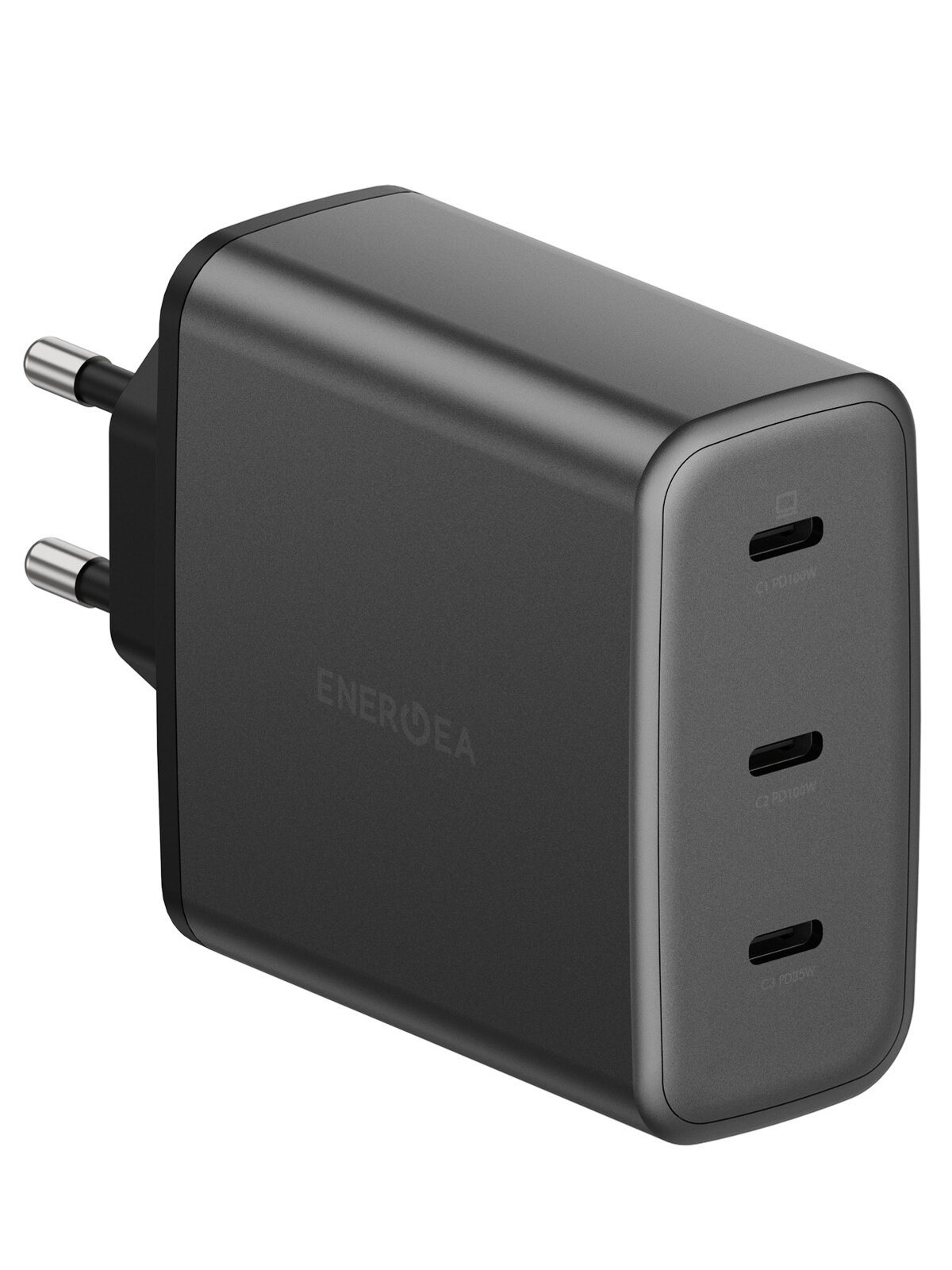 Energea СЗУ AmpCharge GaN100, 3USB-C PD/PPS/QC3.0 total 100W Gunmetal
