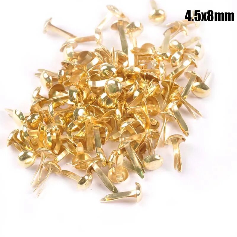 Брэды металлические золотистые 4.5x8mm, 100 шт
