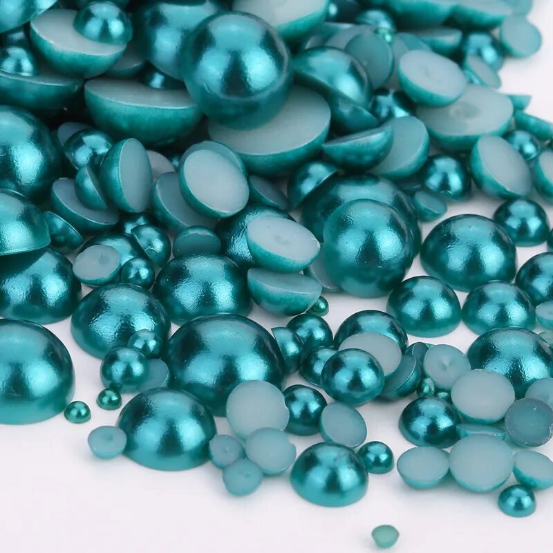 Полукруглые акриловые бусины имитация жемчуга TPSMOC 3-10 мм 10 г Бирюзовый, Z55