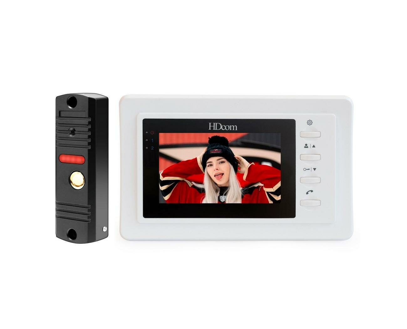 Домофон с диагональю 4.3 - HD-ком Мод: W-417NM - комплект видеодомофона и вызывная панель, домофон без трубки в квартиру