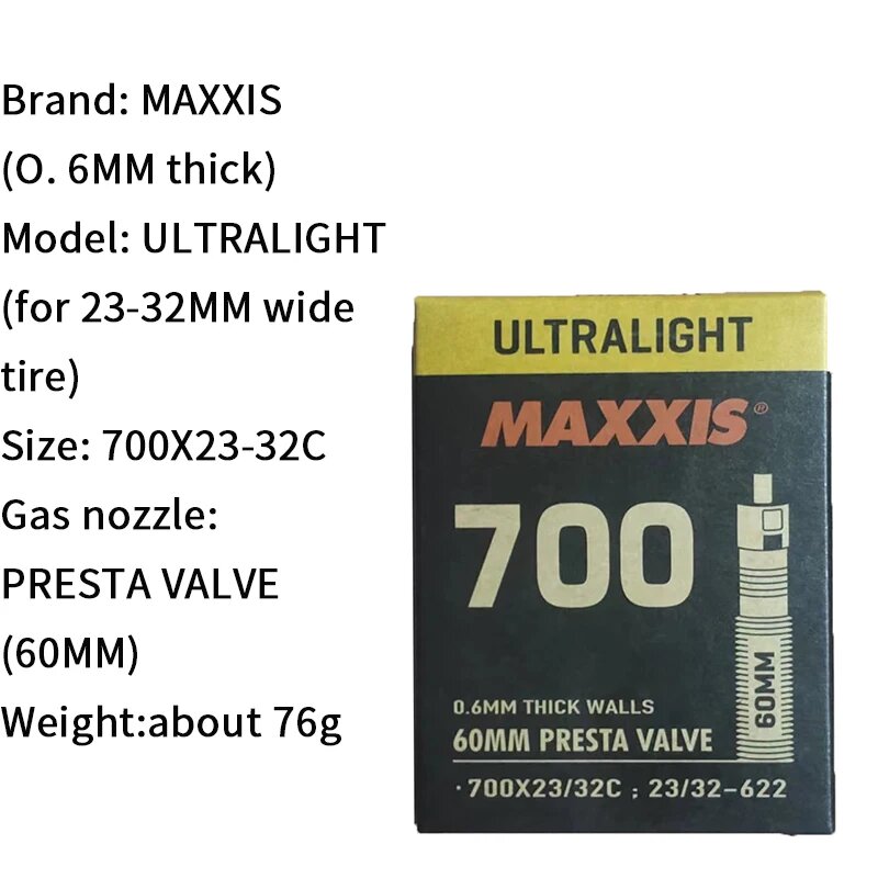 Камеры для шин Maxxis Highway Ultra Light Presta 0.6 700X23-32 FV60