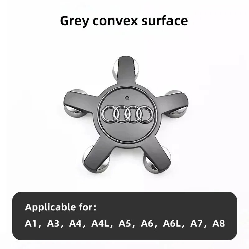 4 шт, крышка ступицы колеса автомобиля, шины, центр обода, замена крышки, декоративные аксессуары для Audi A1 A3 A5 A4 A4L A6 A6L A7 A8, авто эмблема 4Pcs Grey-For Audi