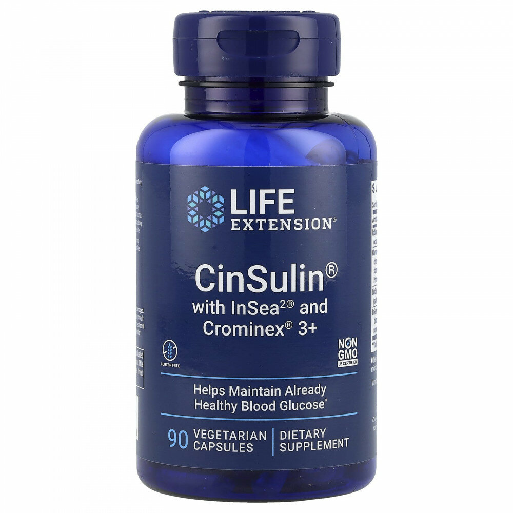 Life Extension, CinSulin с InSea2 и Crominex 3+, 90 растительных капсул