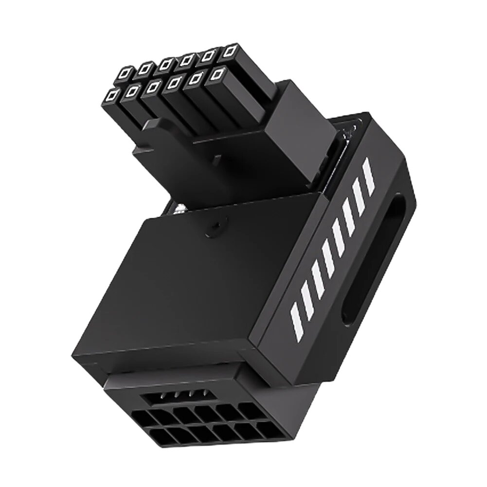 ALLOYSEED Адаптер питания для видеокарты 12+4 pin 90 градусов Black RVS