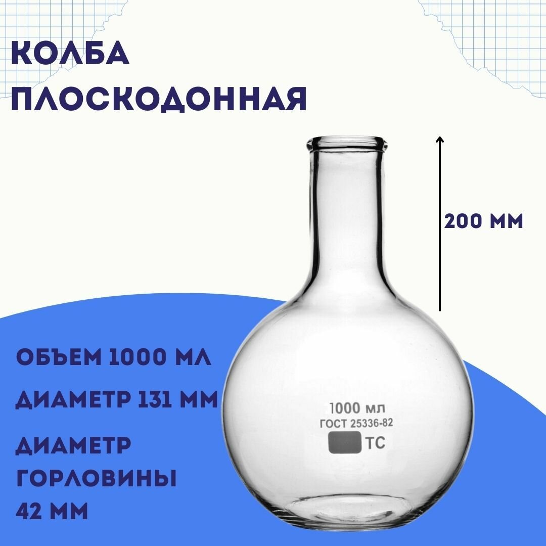 Колба плоскодонная П-2-1000-42 объем 1000 мл