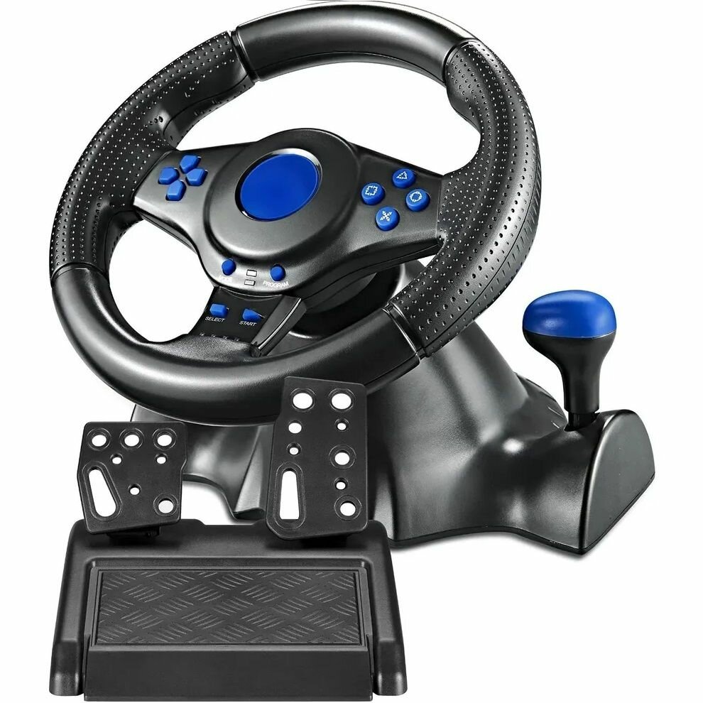 Игровой руль GT-V7 для компьютера, гоночный симулятор вождения с педалями и рулём, мультиплатформенный