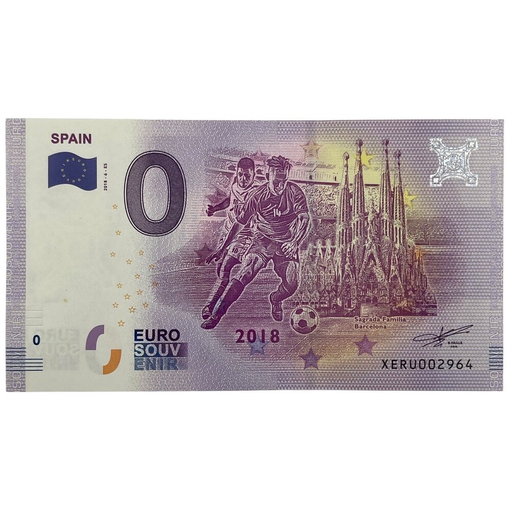Испания, сувенир 0 евро 2018 г. (XXI чемпионат мира по футболу, Россия 2018)