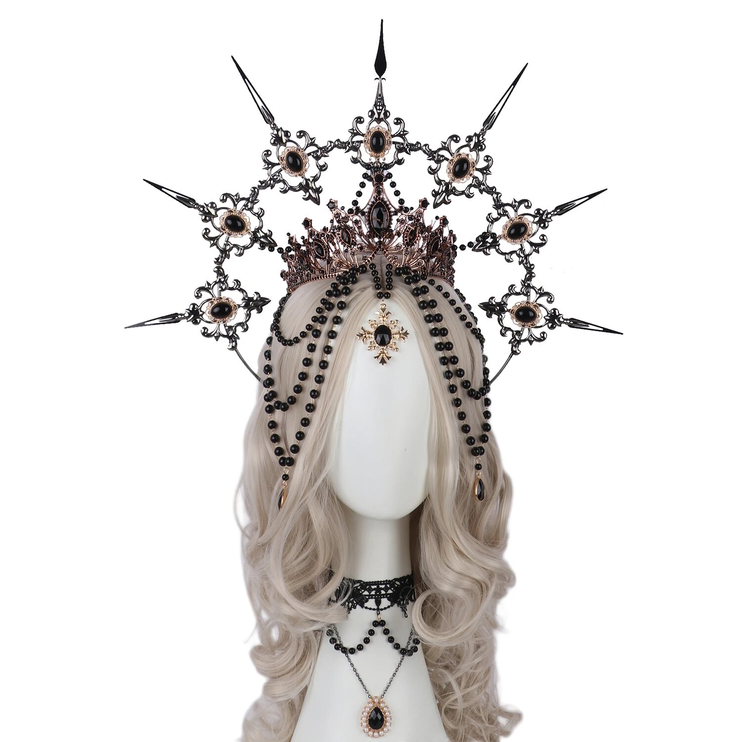 Черная металлическая корона KC Halo Halo Crown Necklace