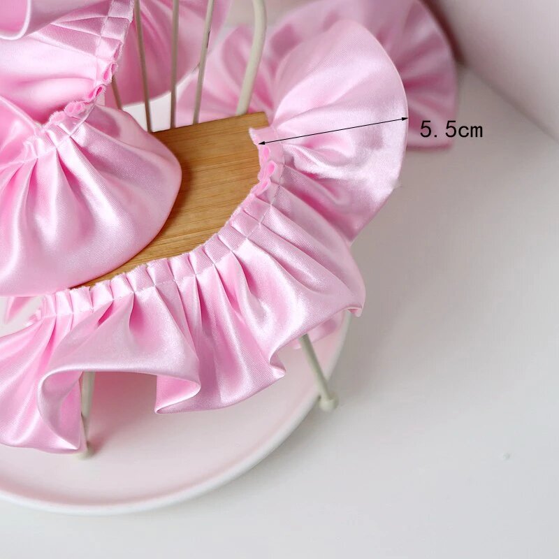 Блестящая атласная плиссированная кружевная ткань ZYLPYY 5.5 см Розовый, Pink