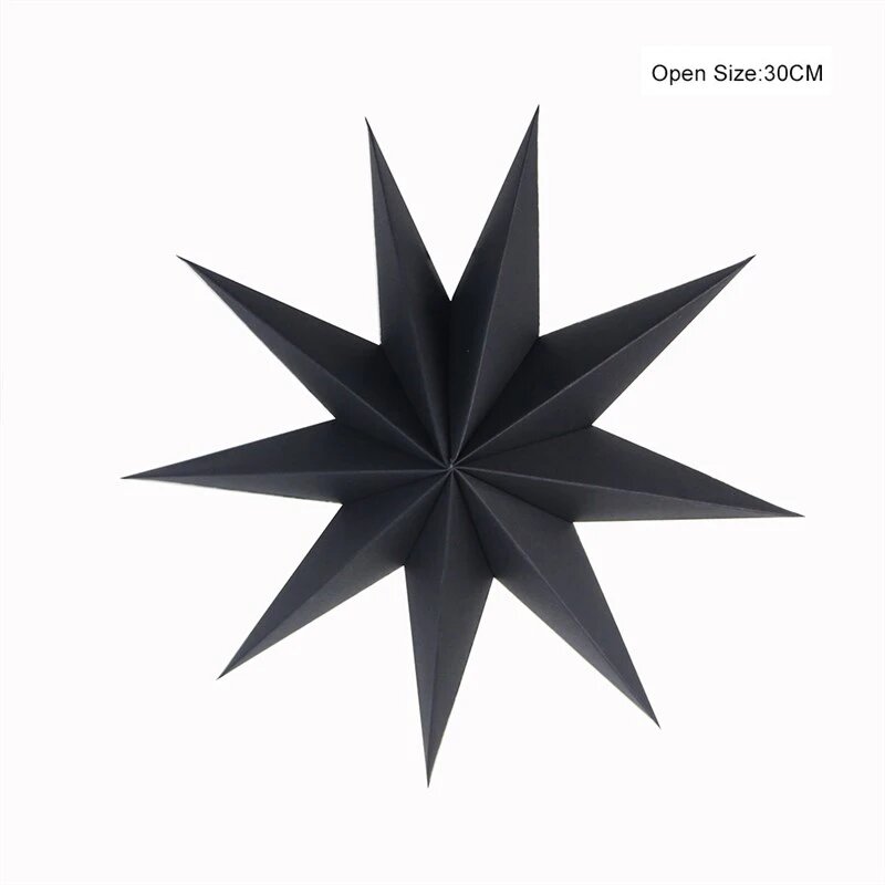 Бумажные звезды для декора 30 см Черный, black