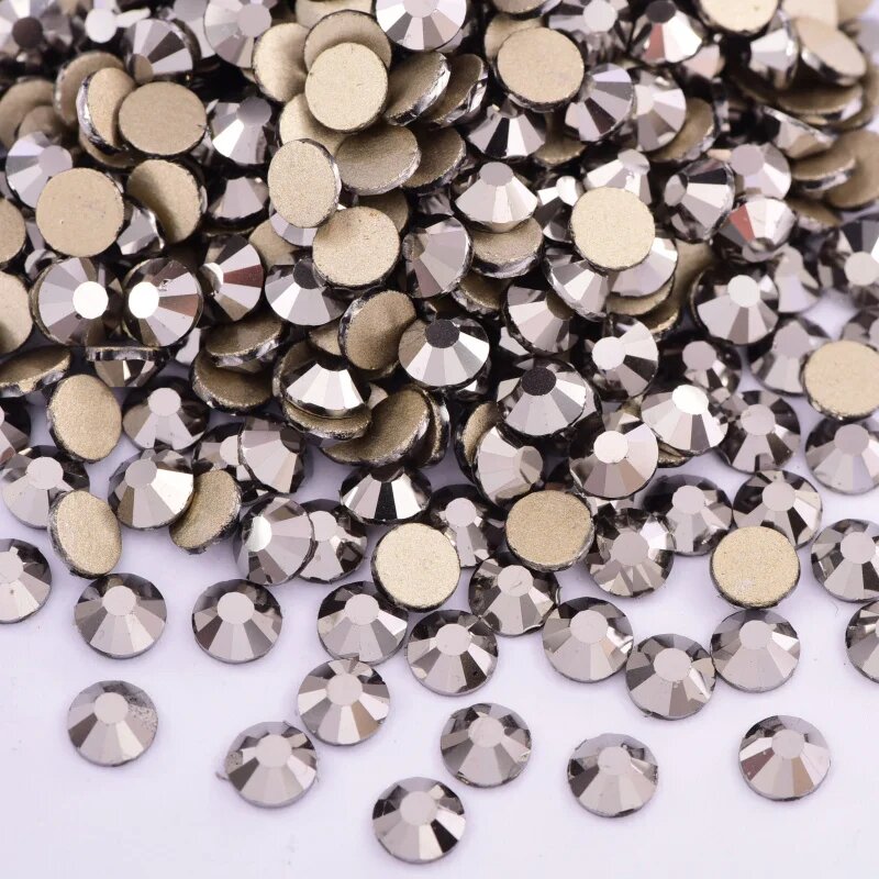 Стразы OLeeya SS3-SS30 Black Series Gold Back Серебряный, SS16----1440pcs, Hematite
