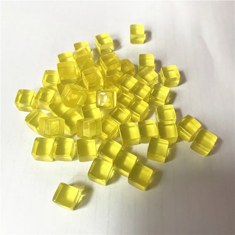 Прозрачные акриловые кубики 8 мм 100 шт. Желтый, Желтый