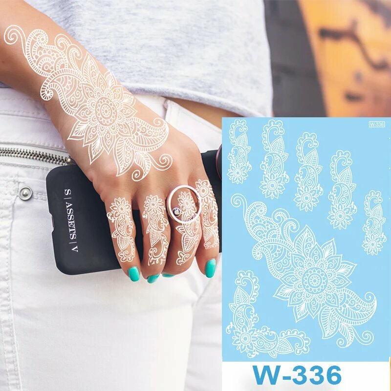 Временная татуировка хной Tattrendy белая w336w