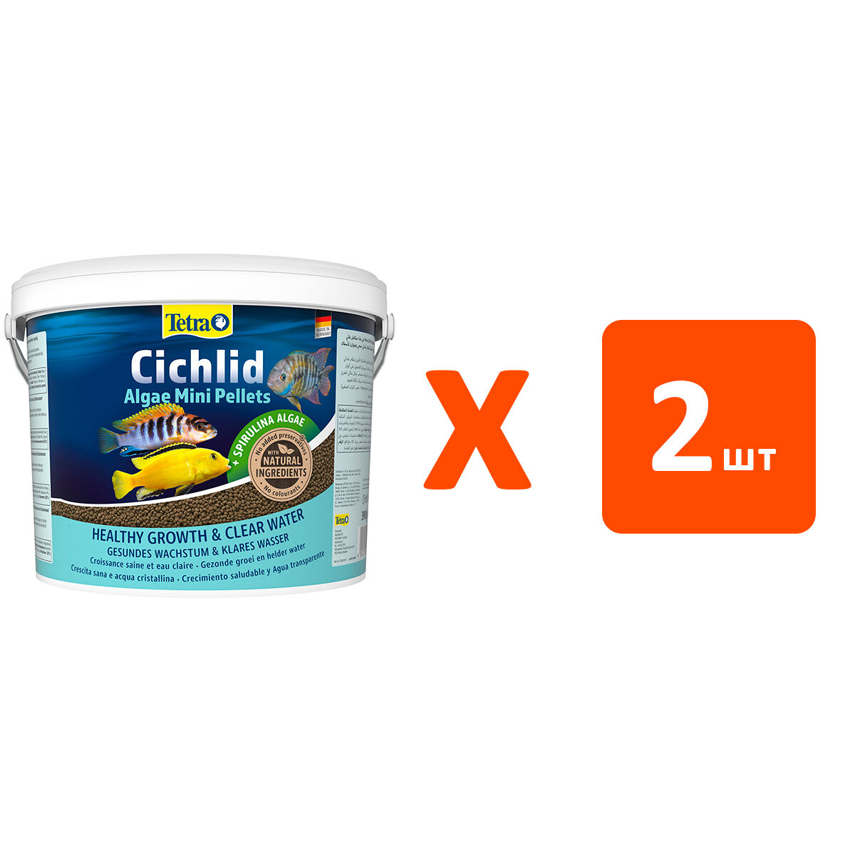 TETRA CICHLID ALGAE MINI PELLETS корм шарики для маленьких и карликовых цихлид мелкие шарики (10 л х 2 шт)