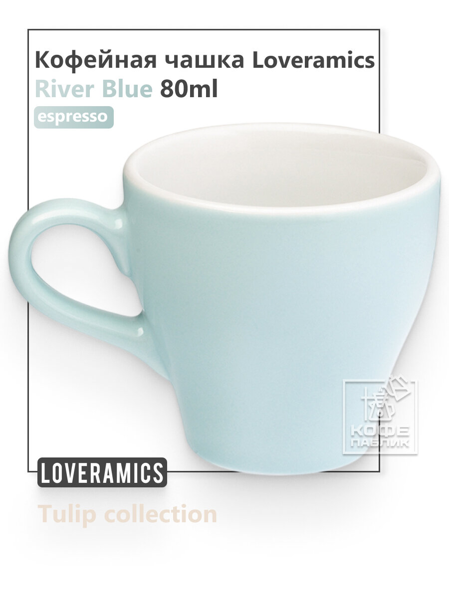 Кофейная чашка Loveramics Tulip 80 мл, цвет River Blue (Светло-голубой), керамический фарфор