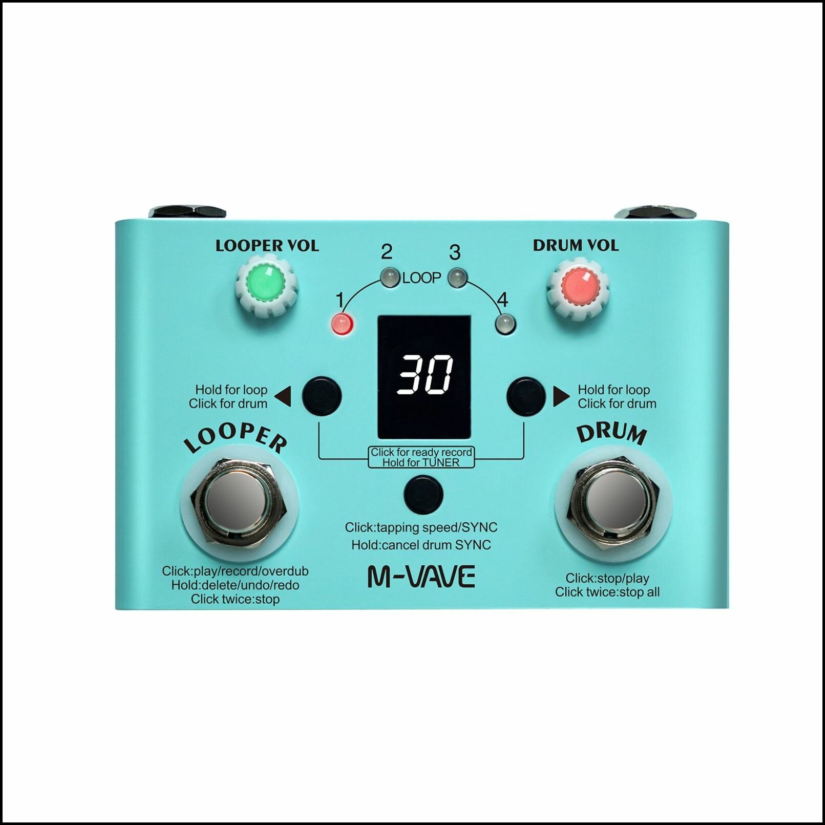 M-VAVE LOST TEMPO Педаль эффектов Drum & Looper Effector Mini 2-in-1 Looper