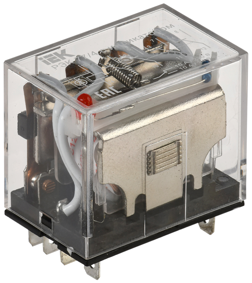 Реле промежуточное ONI / ОНИ РЭК77/4(LY4) с индикацией 27х42х41мм, 10А 12В DC, RRP10-4-10-012D-LED / электрика