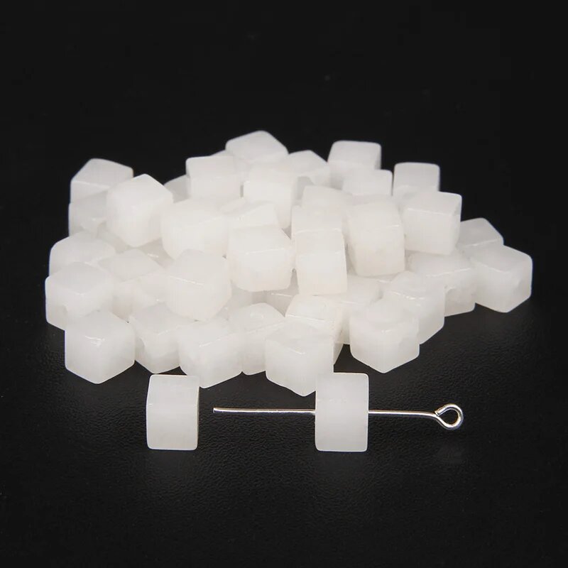 RISYF Кубические бусины из натурального камня 4/6/8 мм Белый, 6MM approx 20pcs, White Jade
