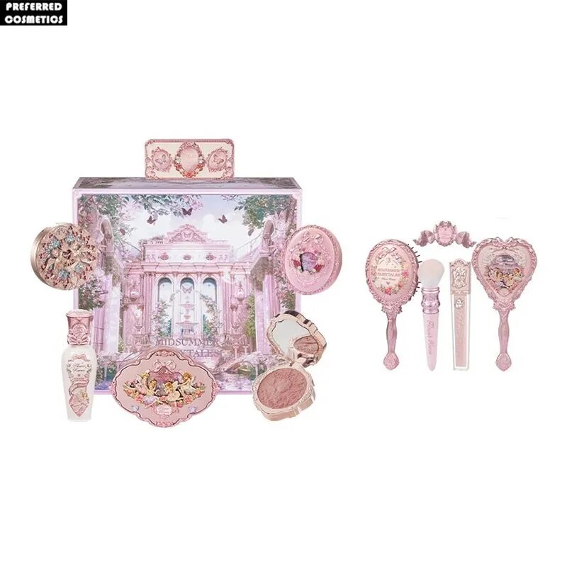 Flower Knows Love Gift Box Подарочный набор, блеск для губ, румяна, тени для век, мелирование