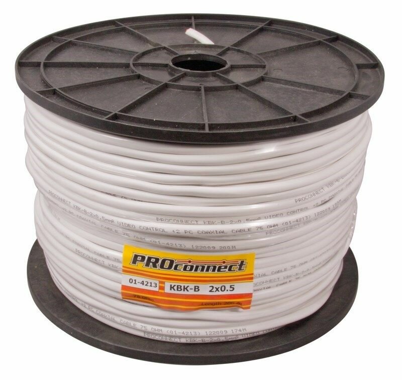 Кабель КВК-В-2+2x0,50 мм (Cu/Cu) белый, 200 м, PROconnect