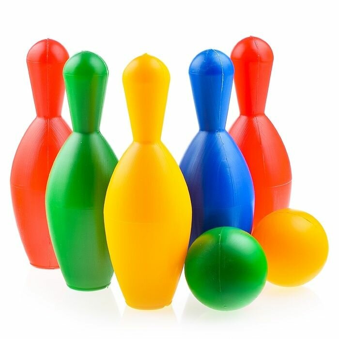Кегли Омская фабрика игрушек с мячами, 5 кеглей, 2 мяча, в пакете (0260)