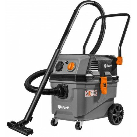 Пылесос Bort BAX-700, строительный, сеть, всасывание 320 Вт, потребление 1600 Вт, регулировка мощности, шум 78 дБ