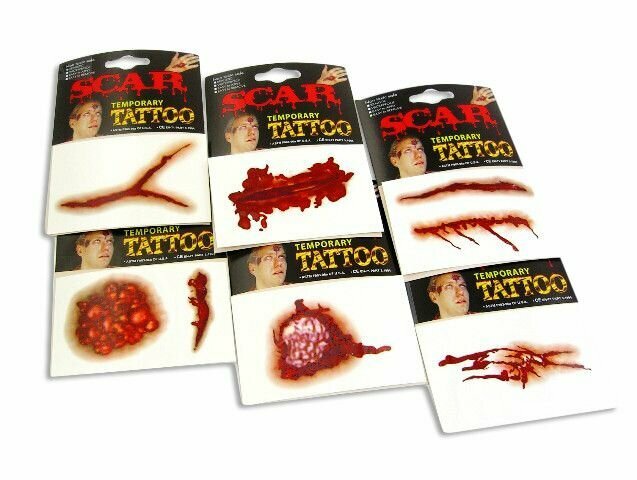 Татуировки Ghoulish Productions "Шрамы", для Хэллоуина, 12 штук, разноцветные