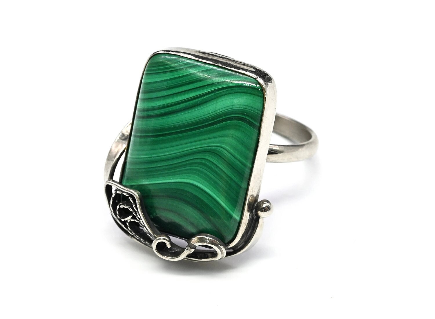 Кольцо, малахит