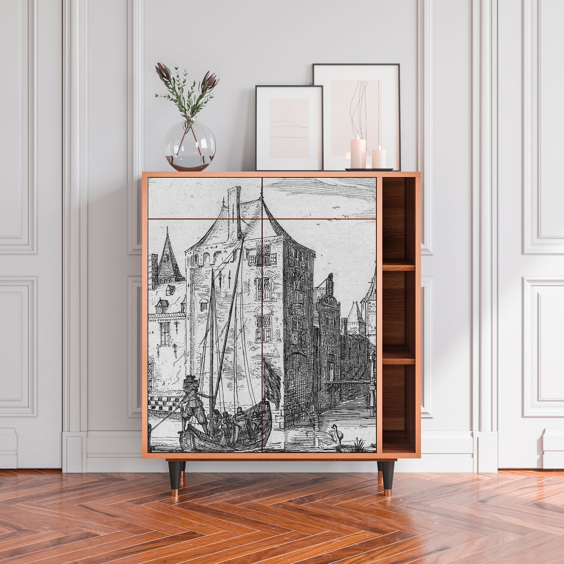 Комод - STORYZ - BS6 Castle with Lift Bridge by Pieter Breugel , Размер - 94 x 110 x 41 см, Цвет корпуса - , Орех