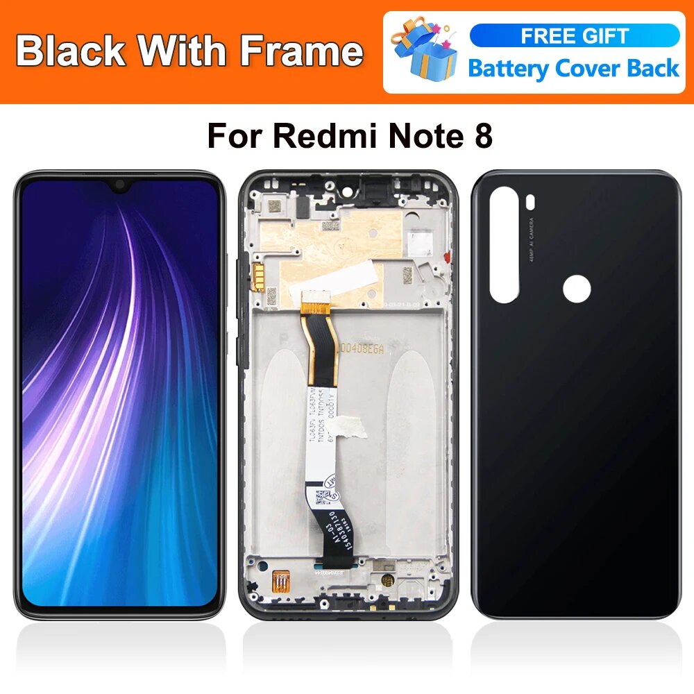 6,3-дюймовый ЖК-дисплей для Xiaomi Redmi Note 8, замена сенсорного экрана, для Black Frame Cover